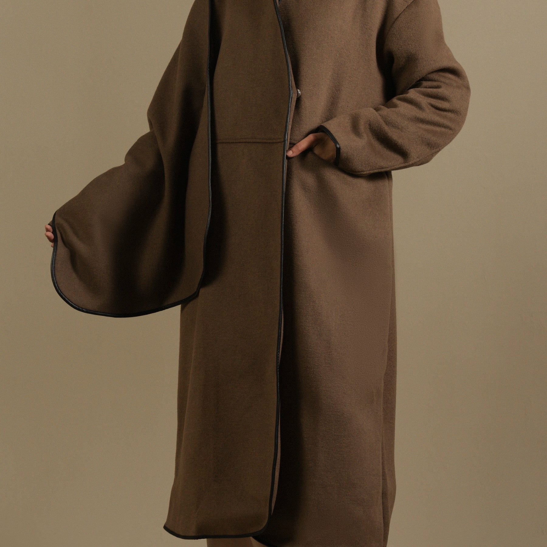 Brown Poise Longline Coat - Licci